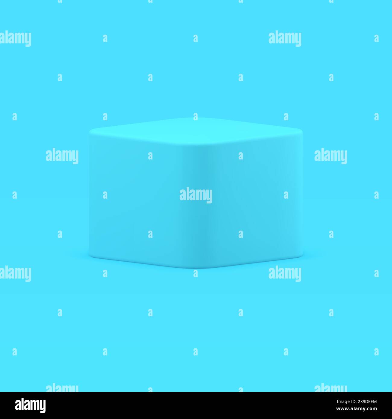 Blue smooth cube squared pedestal container polygonal regular box 3d ...