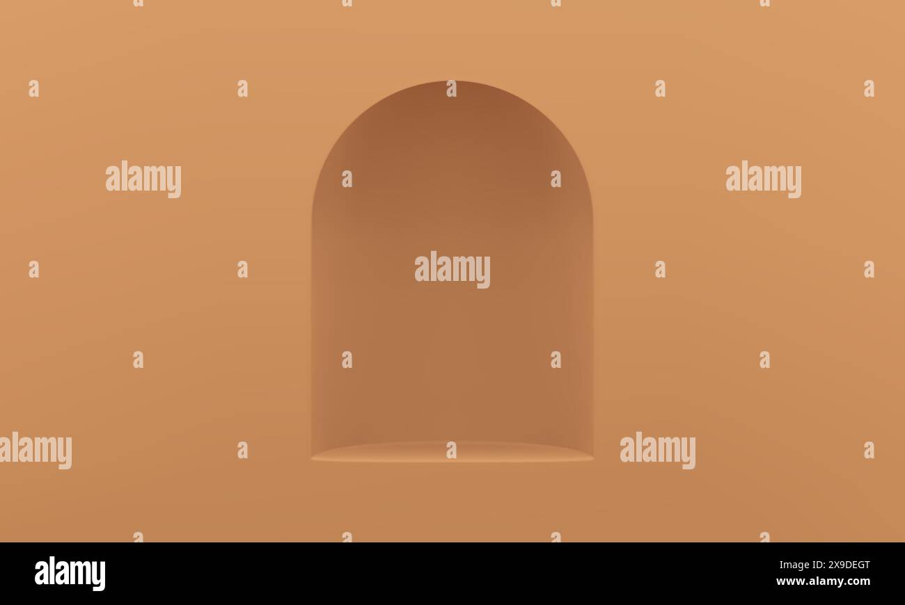 Arch 3d pedestal museum display beige curved hole in wall foundation ...