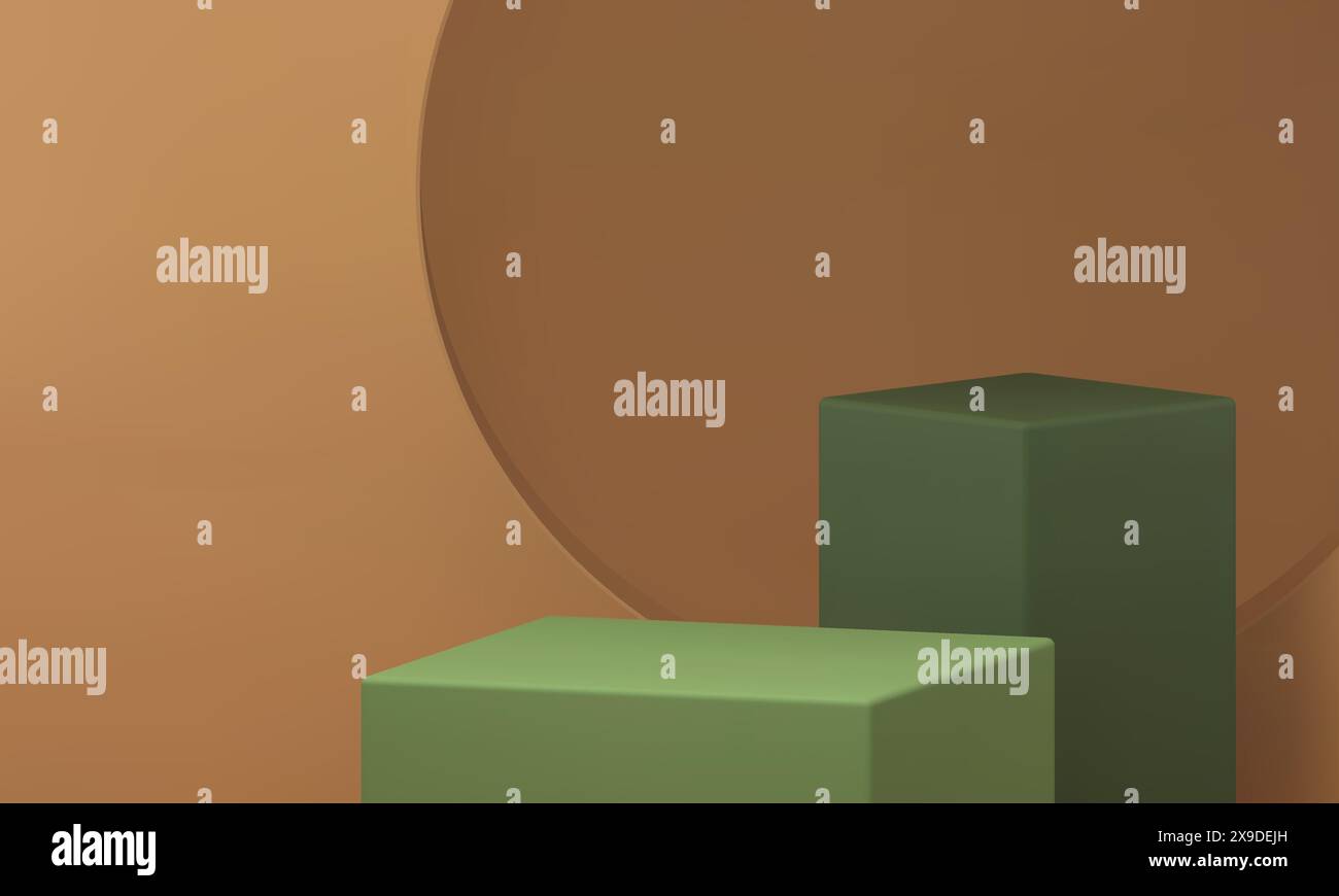 3d pedestal level stage empty showcase foundation green geometric steps ...