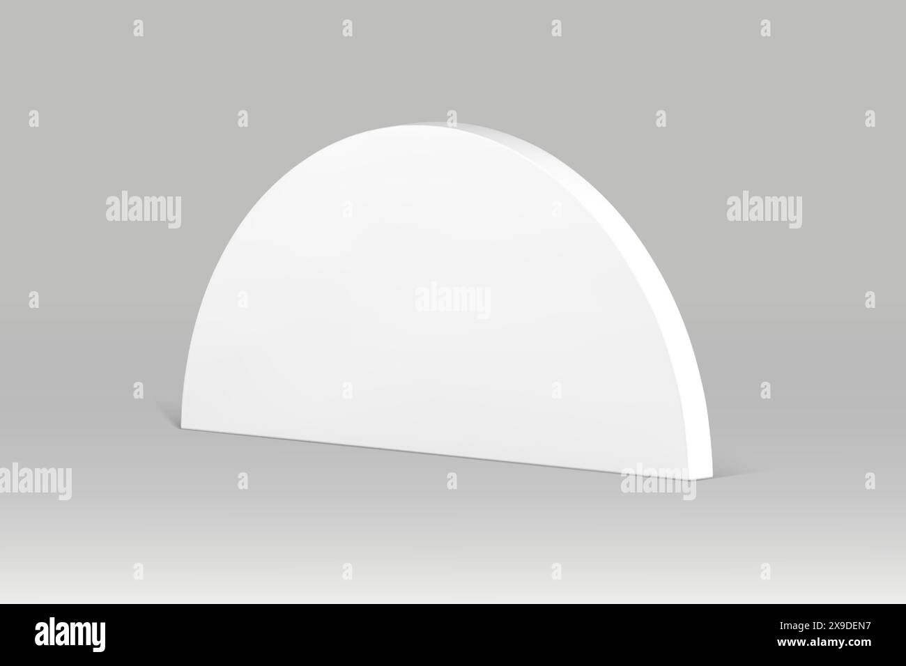 White half circle geometric shape isometric decor element 3d realistic ...