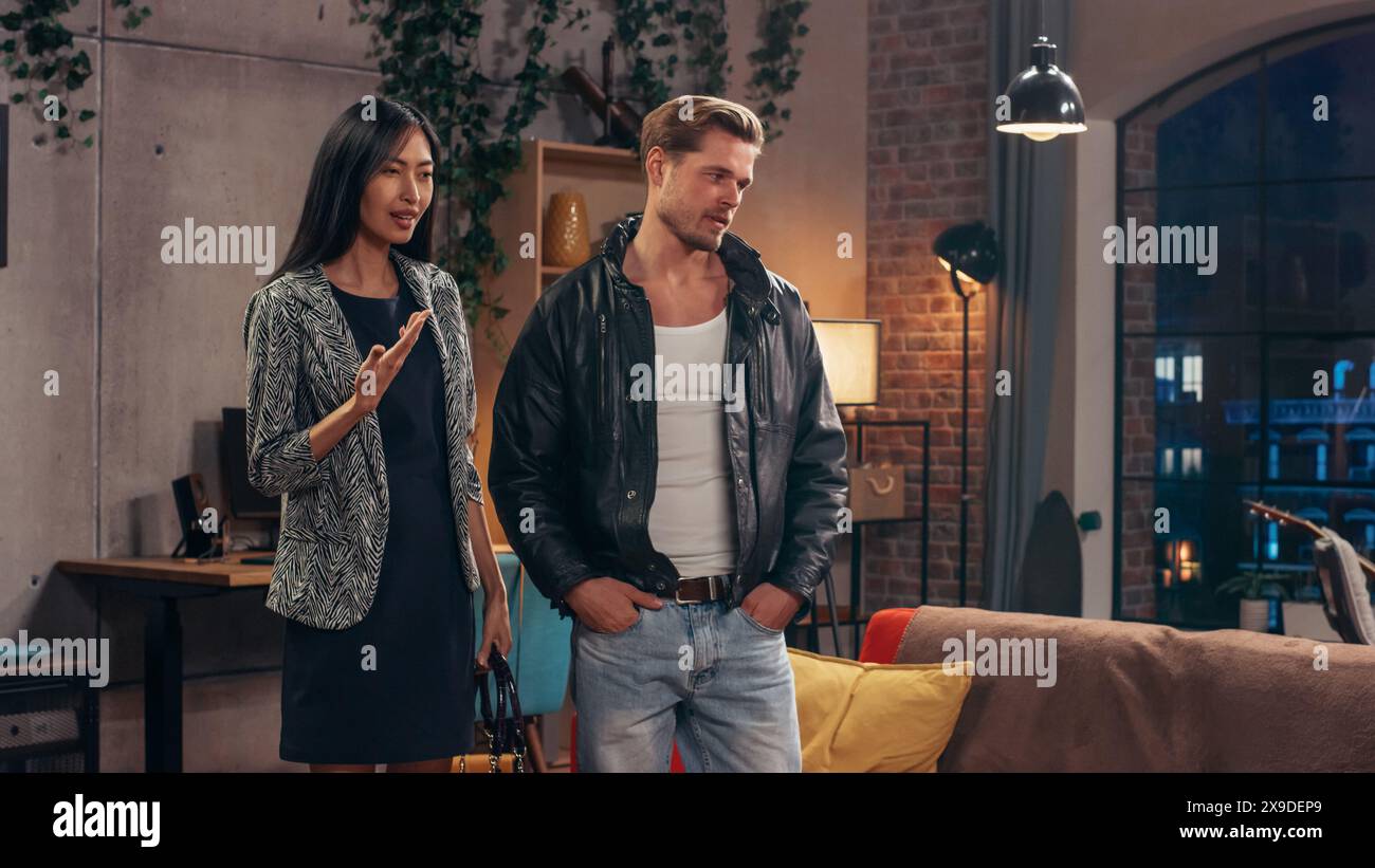 Television Sitcom about Two Couples. Four Diverse Friends Talking in ...