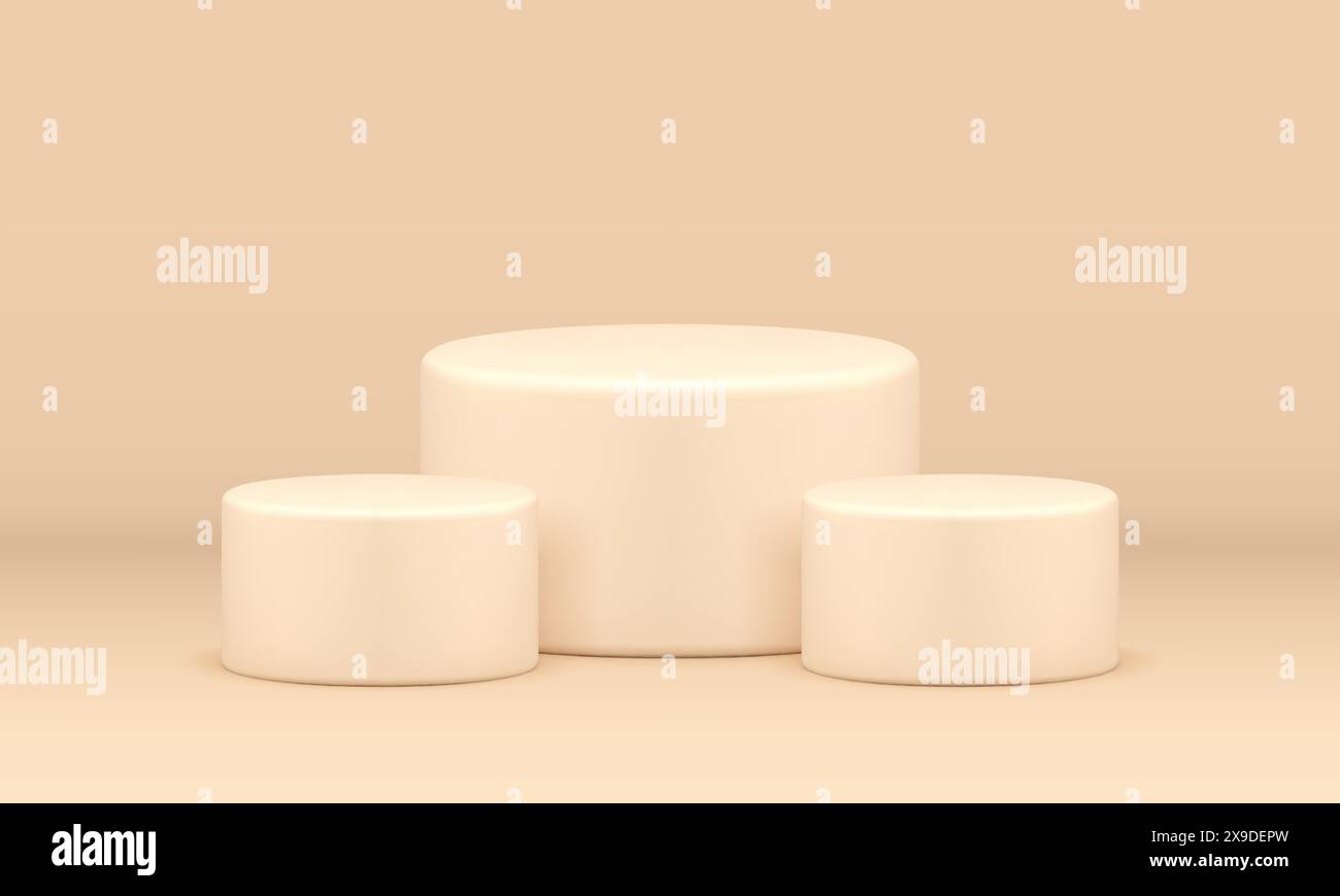3d podium three beige cylinder foundation competition win award arena ...