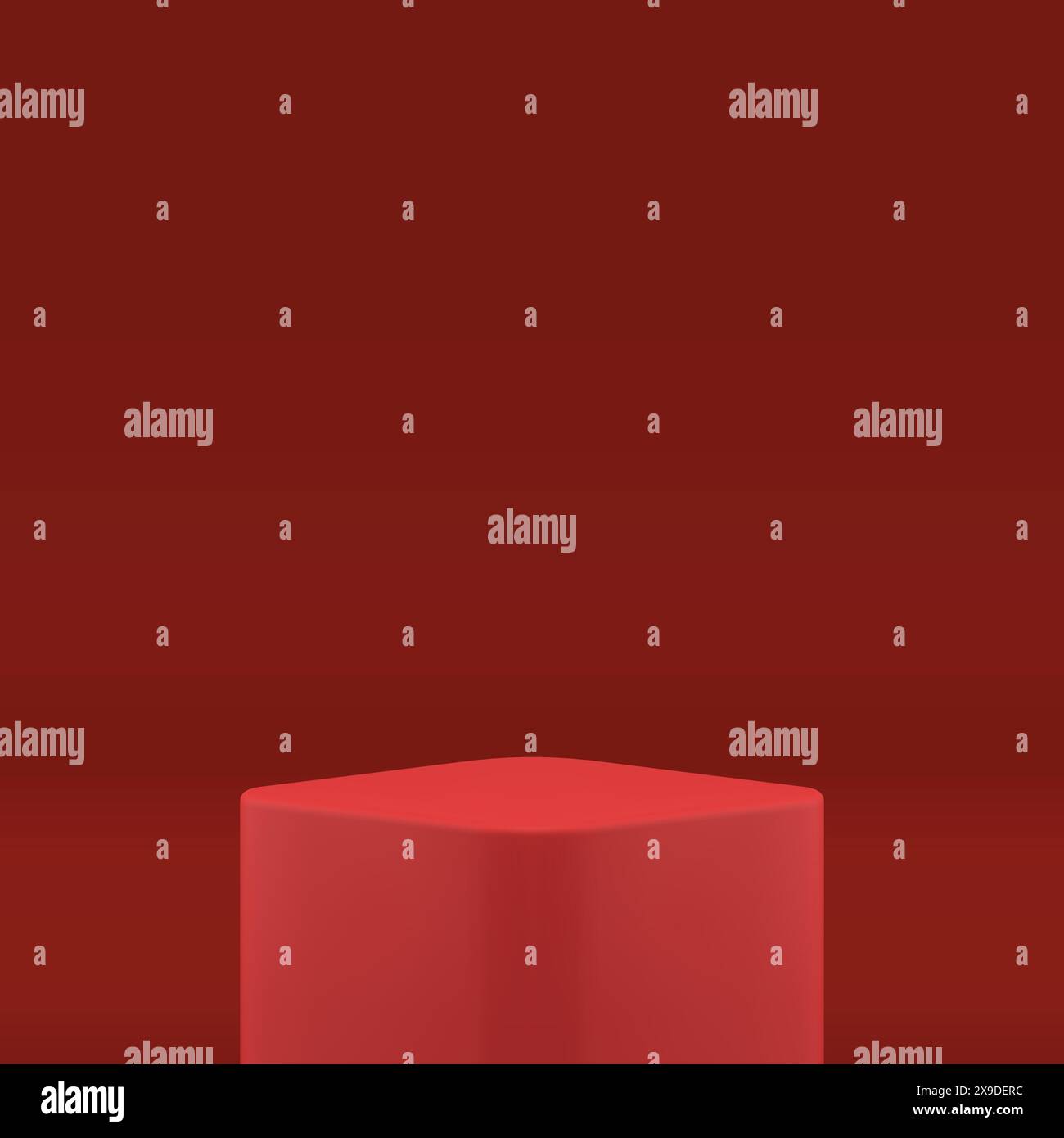 Red 3d podium cube geometric platform exhibition foundation isometric ...
