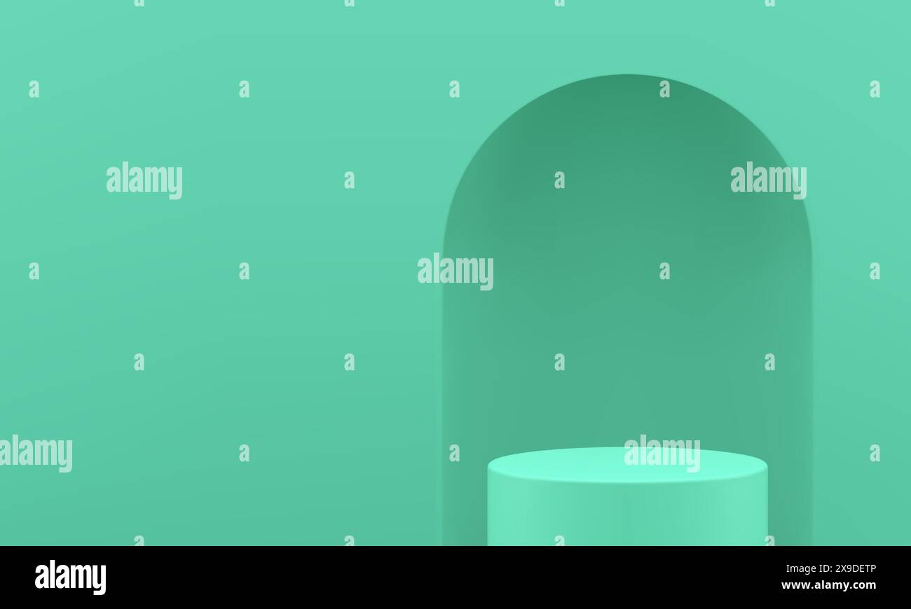 3d pedestal green cylinder showcase arch space product presentation ...