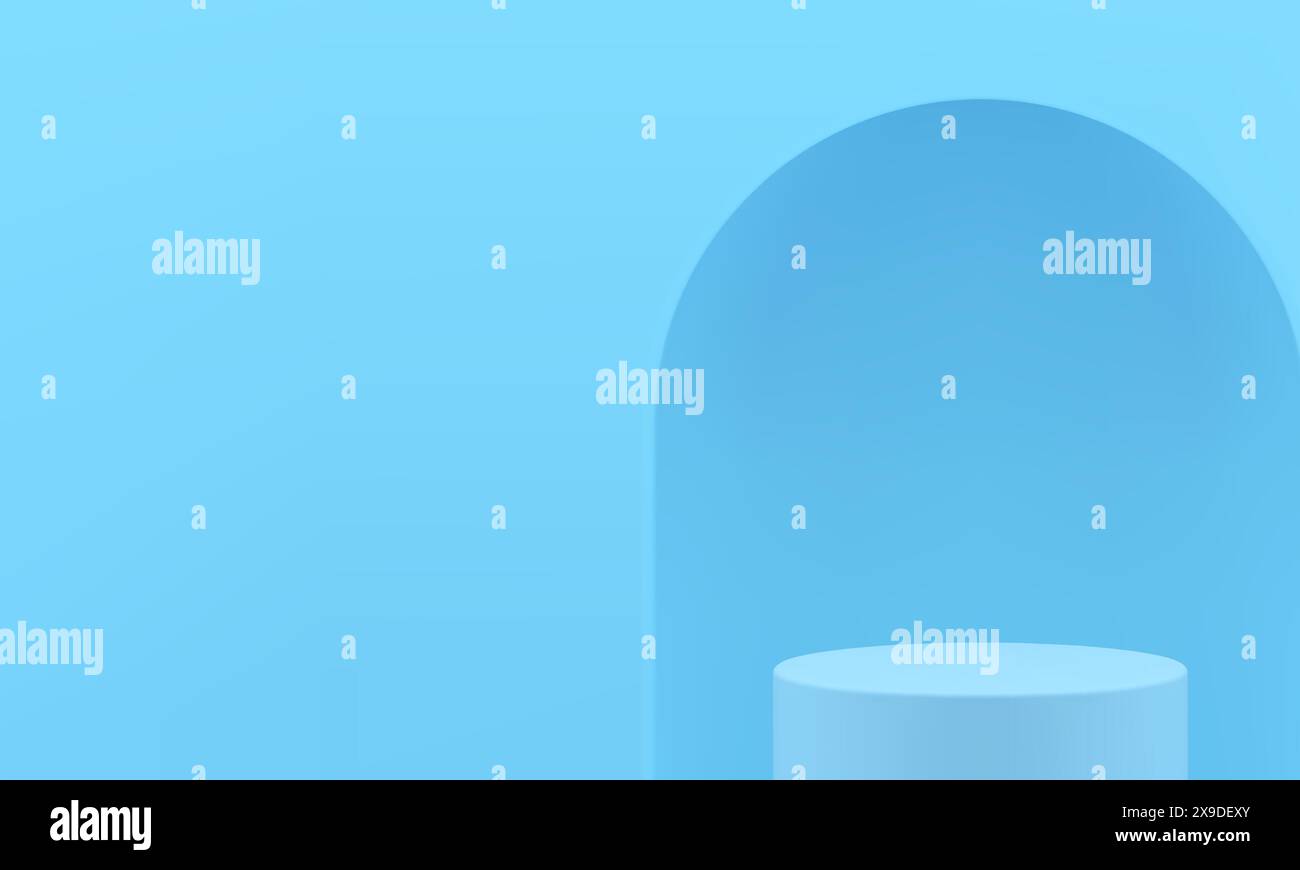 3d podium blue cylinder promo foundation arch wall hole showcase ...