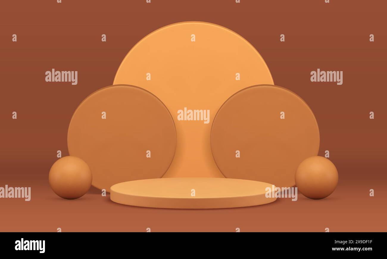 3d podium beige cylinder geometric foundation art event stage ...