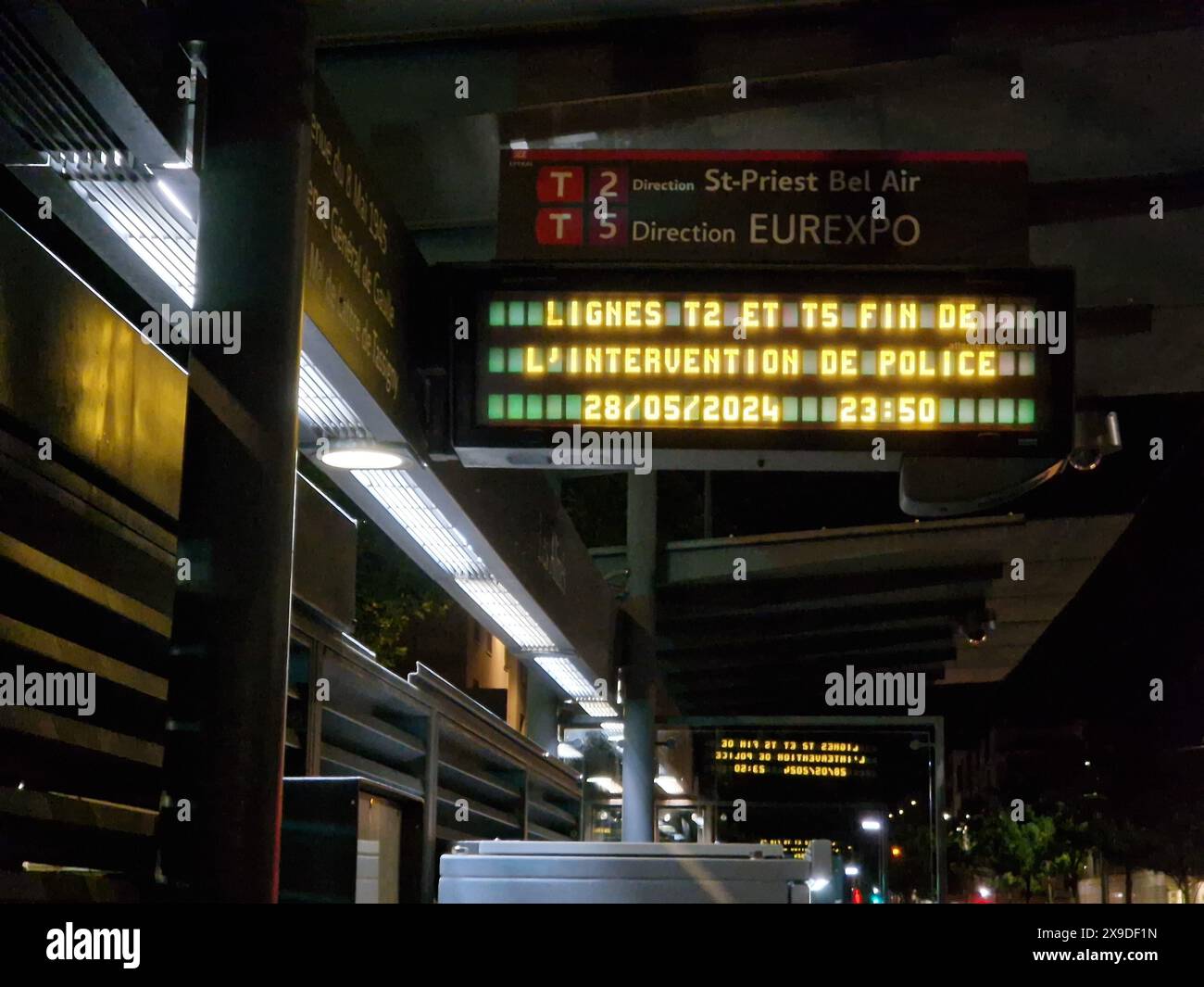 Sign at tramway station, Bron, Rhone, AURA Region, France Stock Photo ...