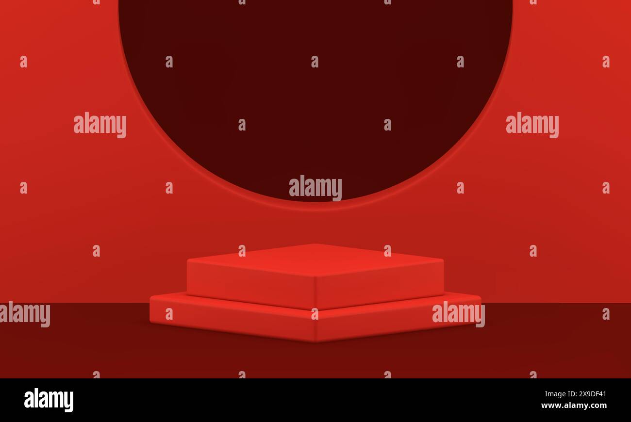 3d pedestal red advertising squared foundation museum construction ...