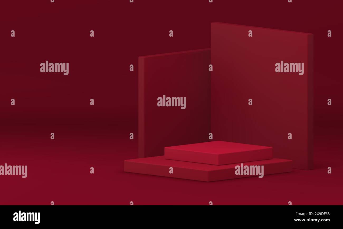 Red 3d podium geometric stage construction angular wall platform ...