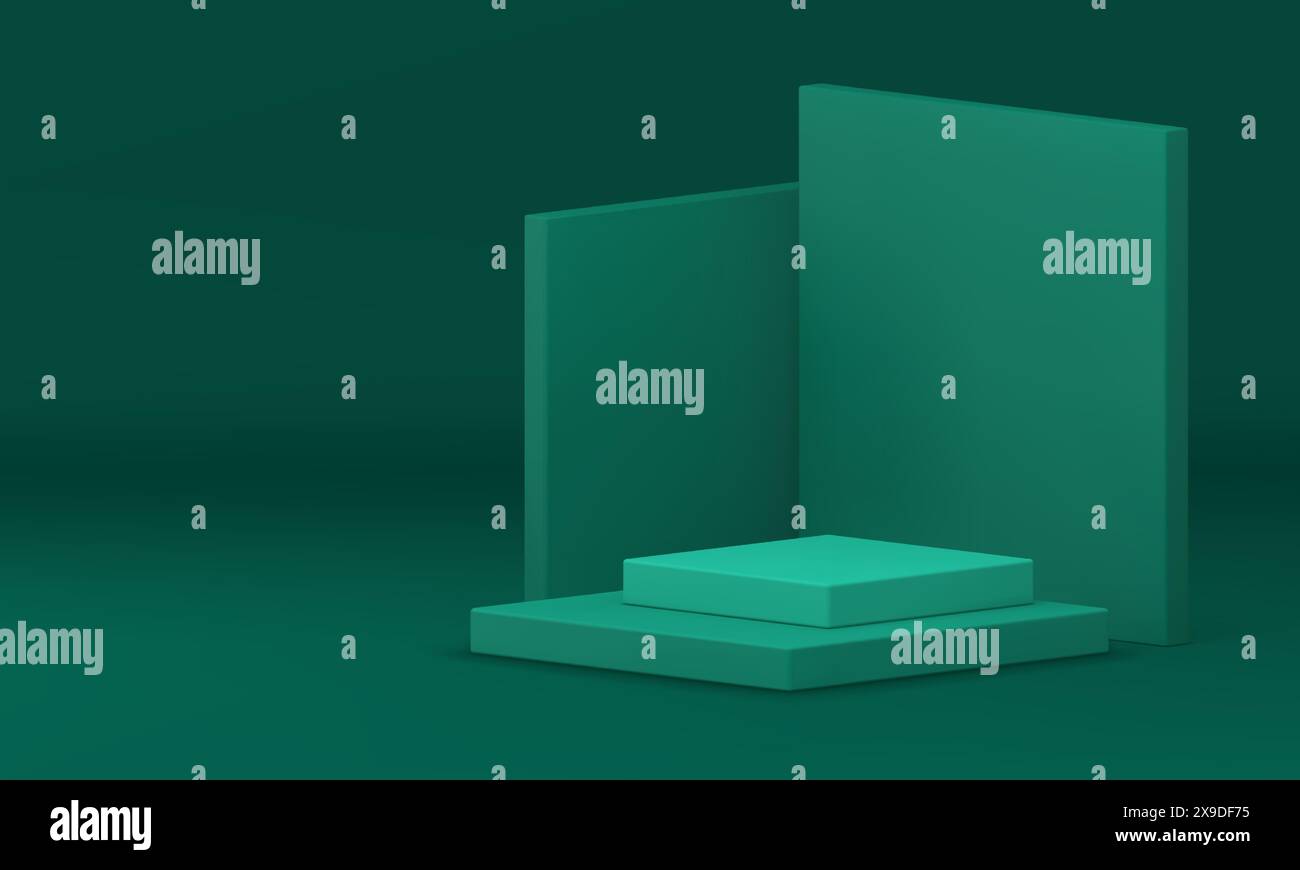Green 3d podium geometric construction squared corner wall basic ...
