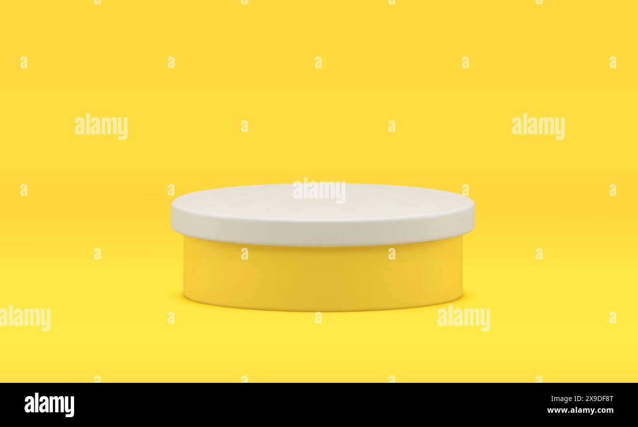 3d podium promo foundation yellow white cylinder geometric museum ...