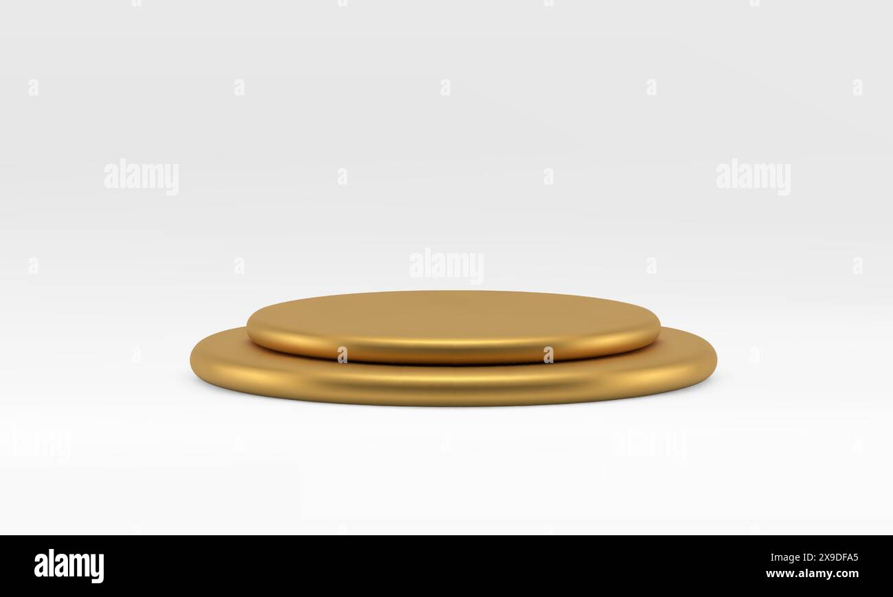 Golden 3d podium round stage level pedestal basic foundation award ...