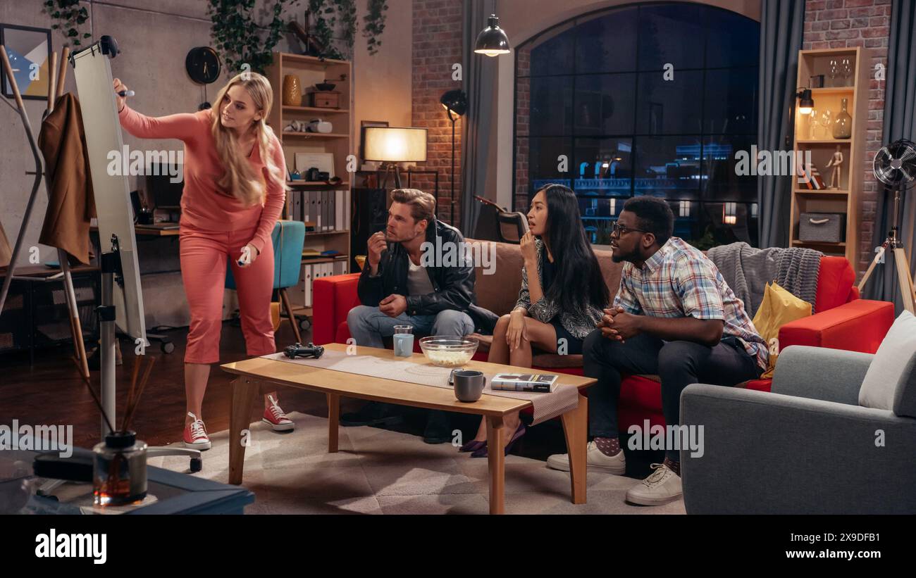 Television Sitcom Concept. Four Diverse Friends having Fun in the ...