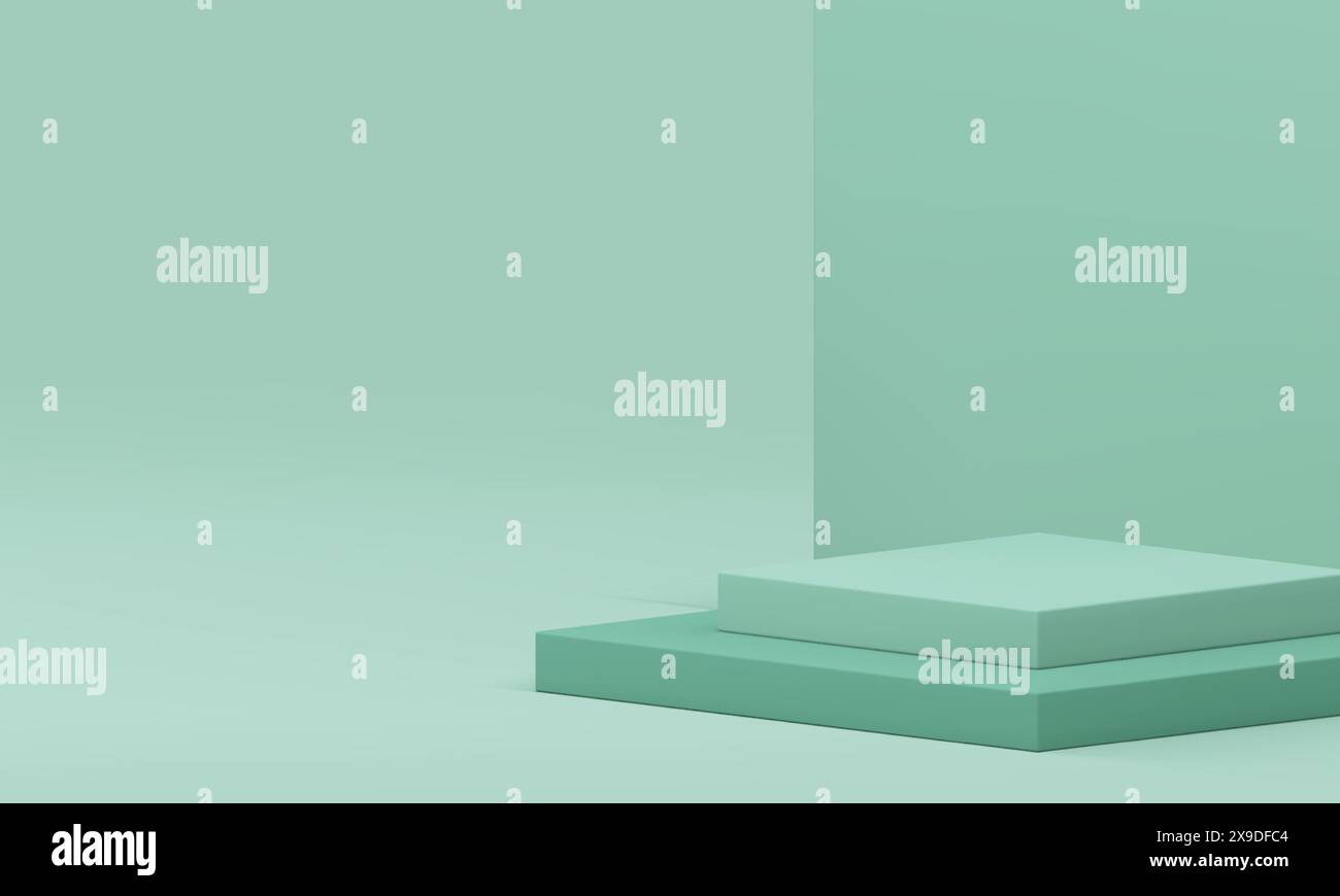 Squared 3d podium level stage platform geometric foundation empty ...