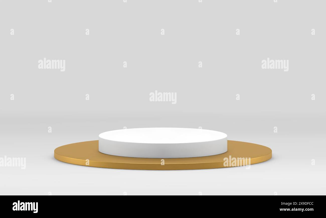 Empty 3d podium cylinder arena level golden foundation event ...