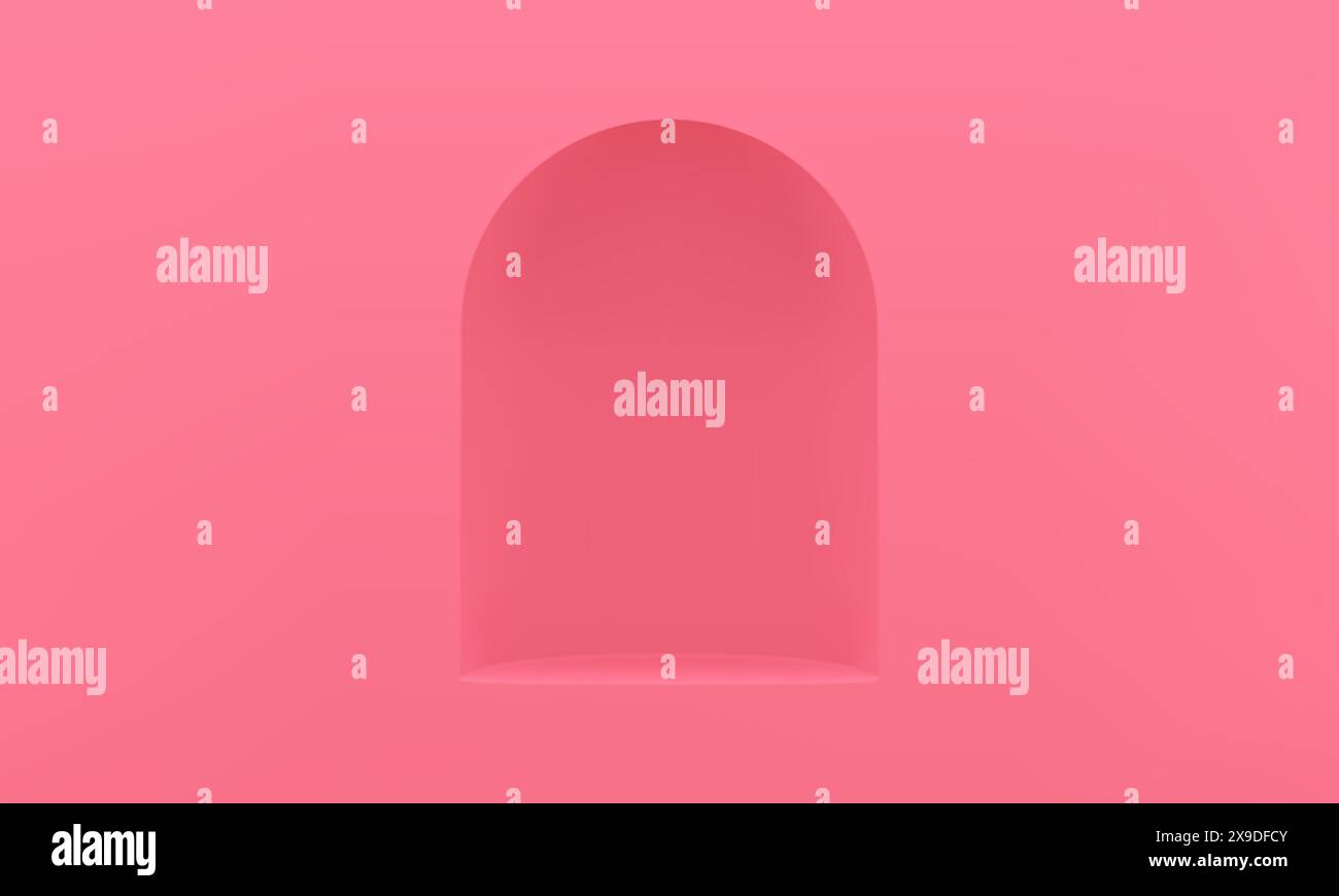 3d arch empty podium pink wall hole showroom foundation museum showcase ...