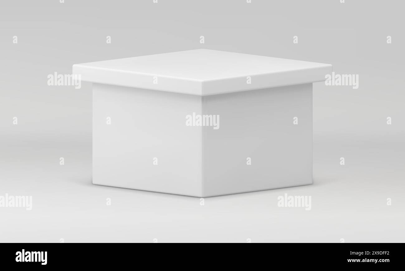 3d pedestal white squared basic foundation decor element for museum ...