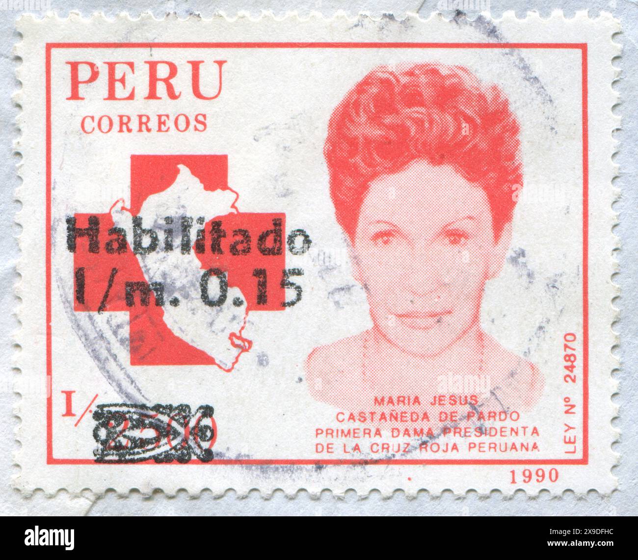 PERU - CIRCA 1991: stamp printed by Peru, shows Maria Jesus Castaneda ...
