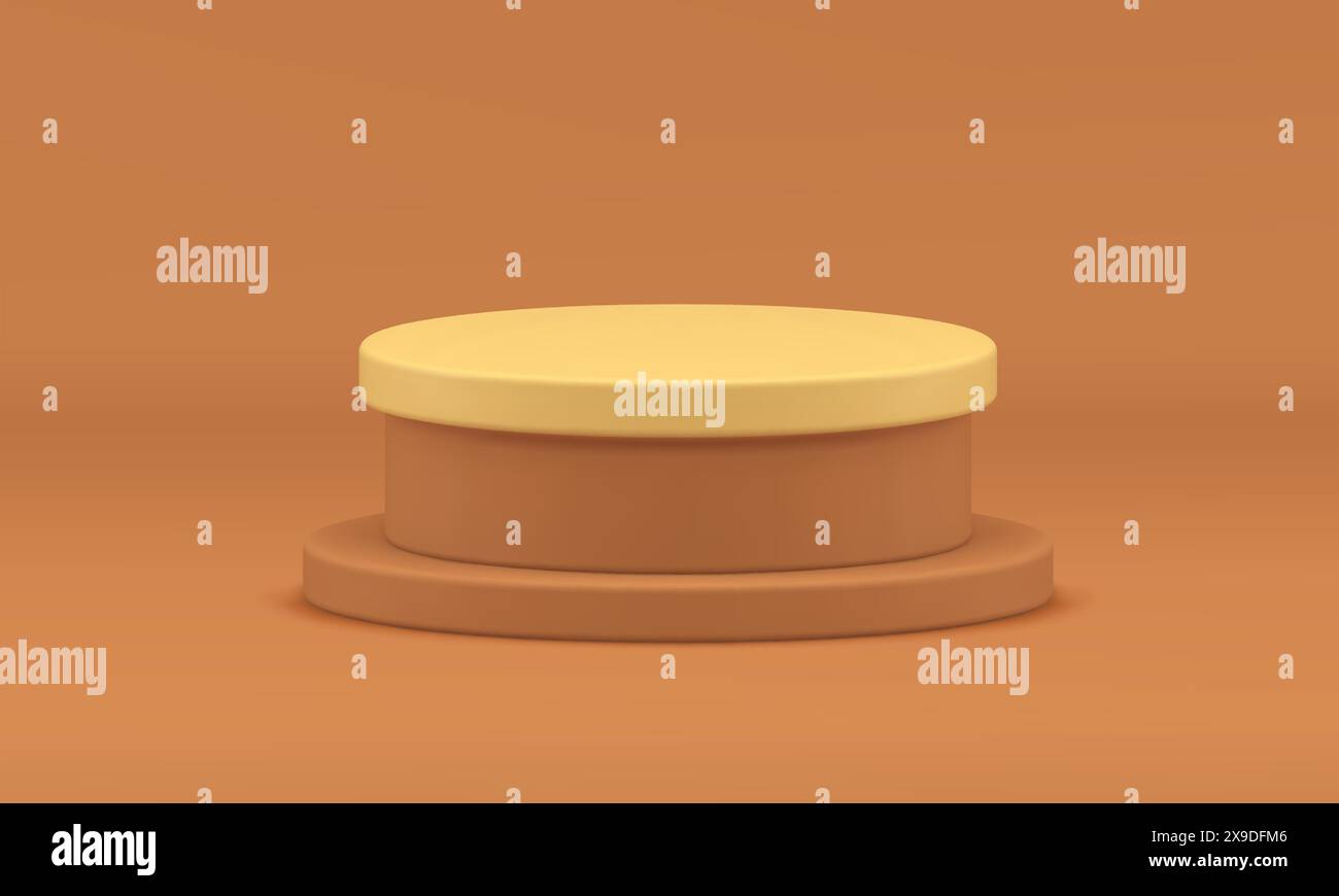 Beige podium 3d platform cylinder showcase retail merchandise display ...