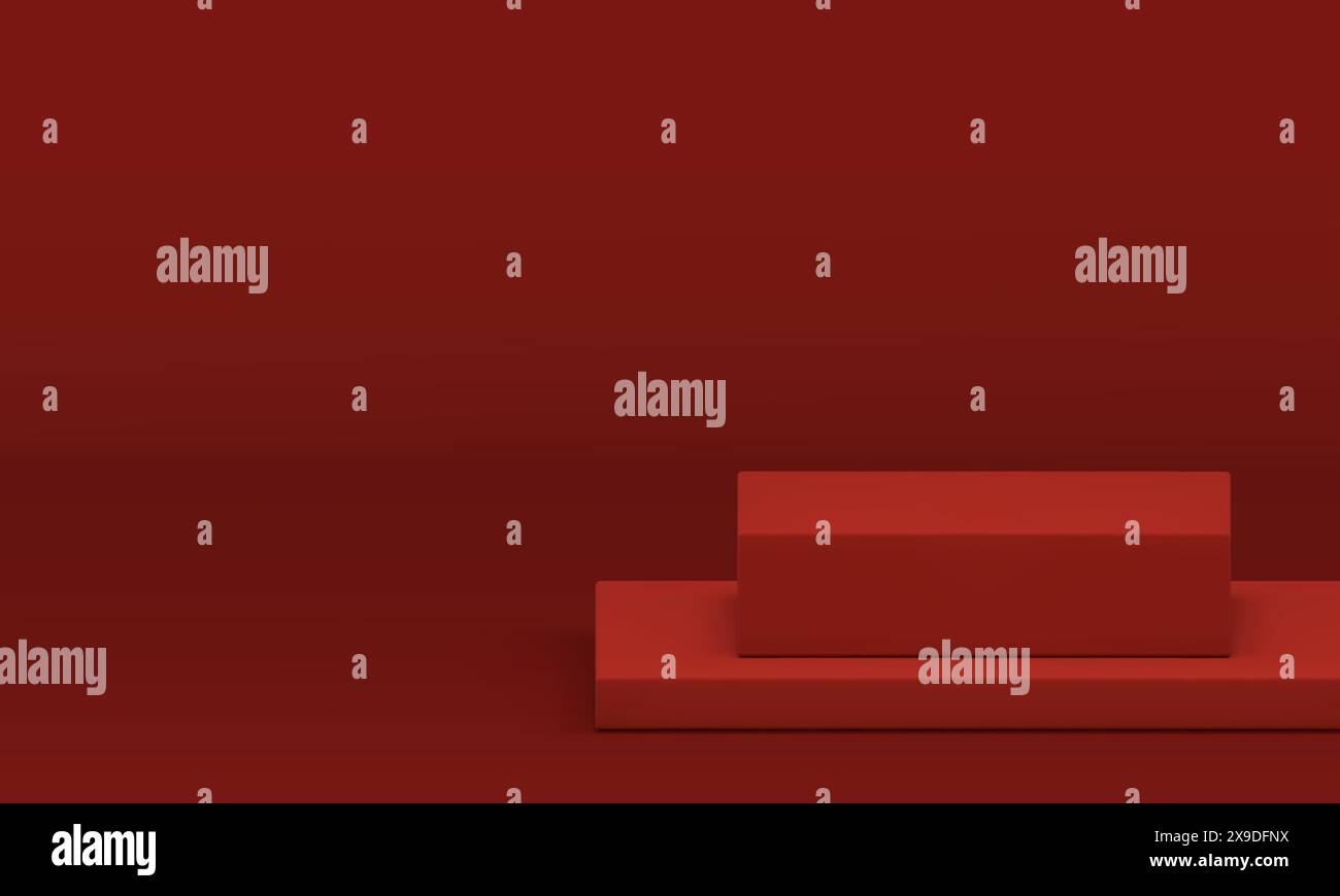 Red 3d podium squared stage level foundation platform for event contest ...