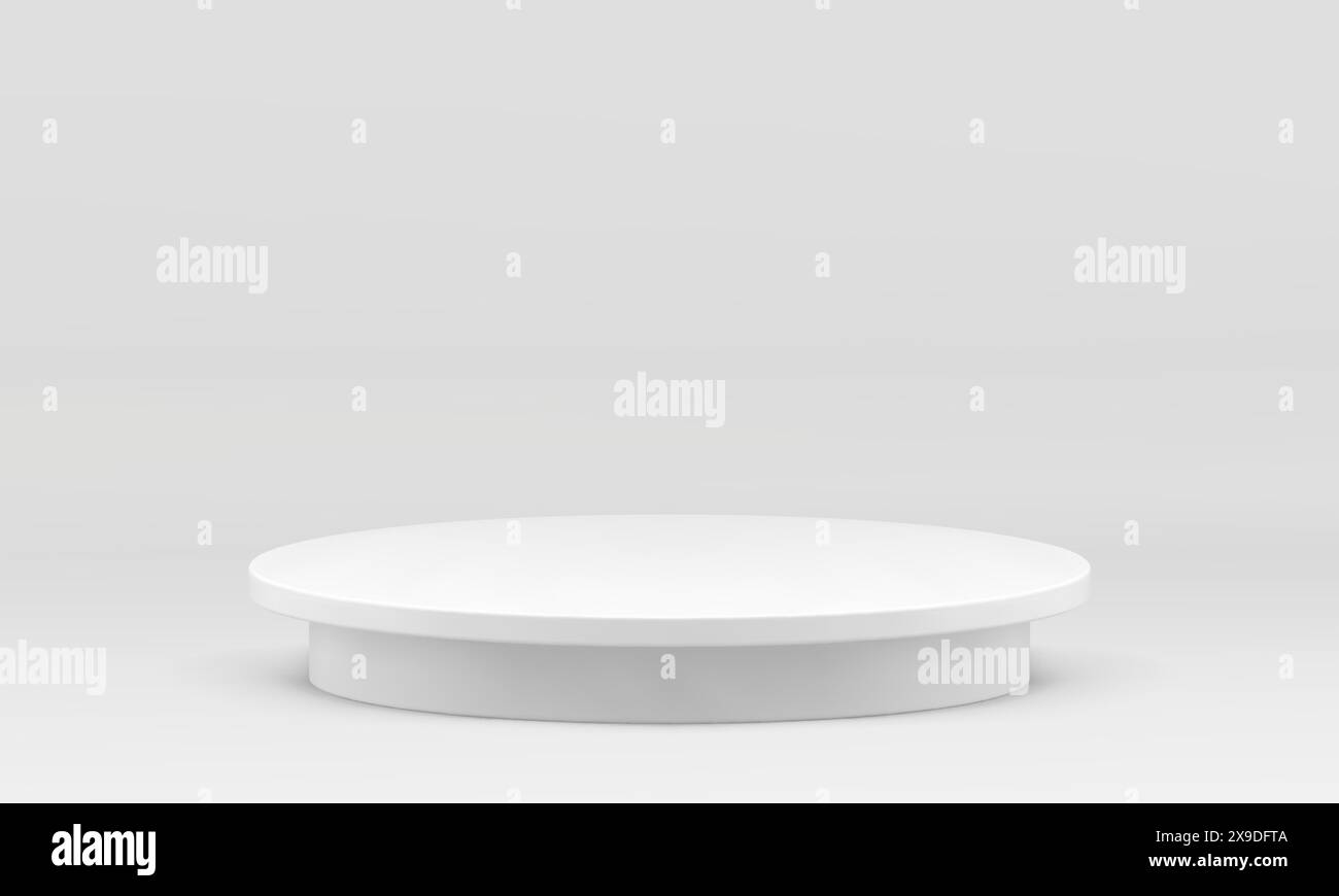White 3d pedestal round basic platform tribune for product advertising ...