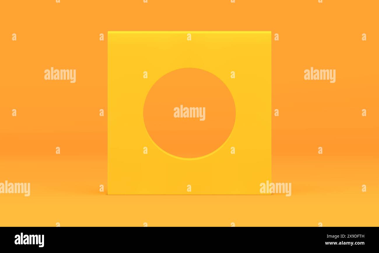 Yellow circle squared frame 3d block vertical wall foundation decor ...