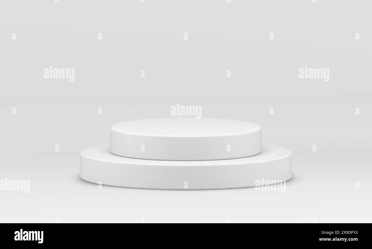 White 3d podium round steps stage award arena for event win competition ...