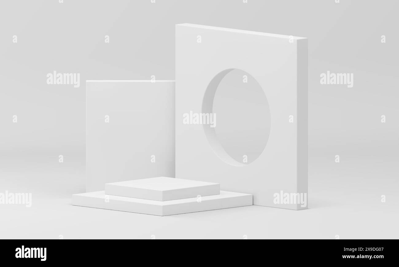 White 3d podium geometric stage platform level basic foundation wall ...