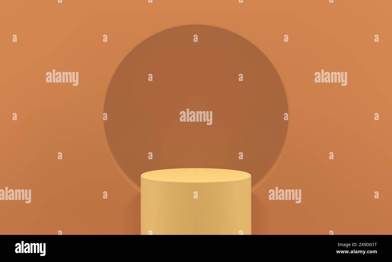 Beige 3d cylinder podium wall hole advertising space product premium ...