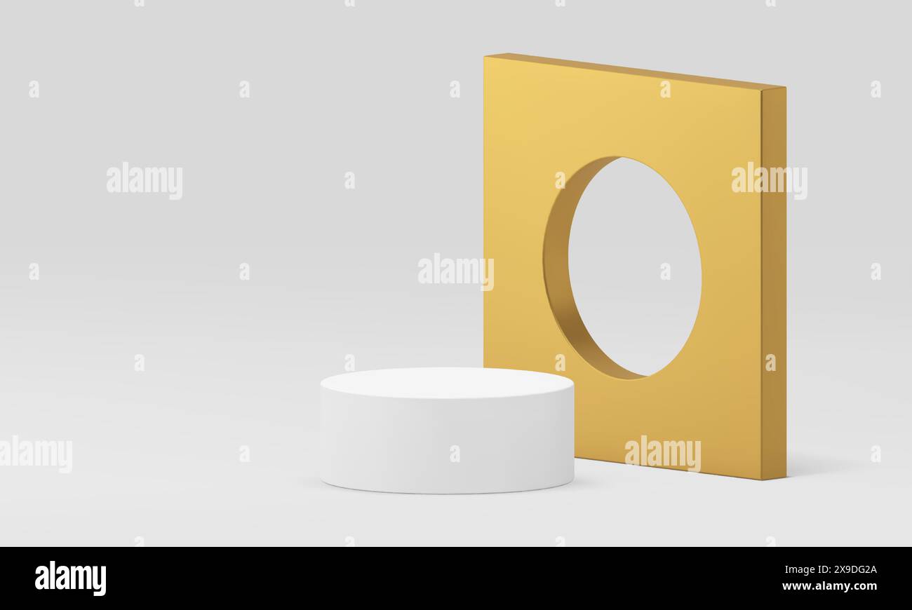 3d podium circle foundation geometric construction golden hole wall ...