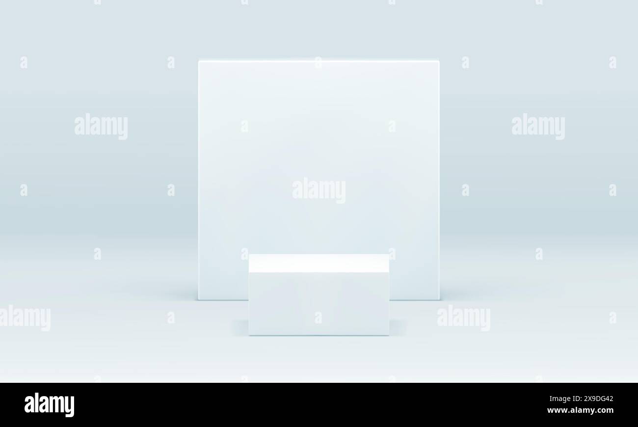 White 3d pedestal cube stage squared wall geometric construction for ...