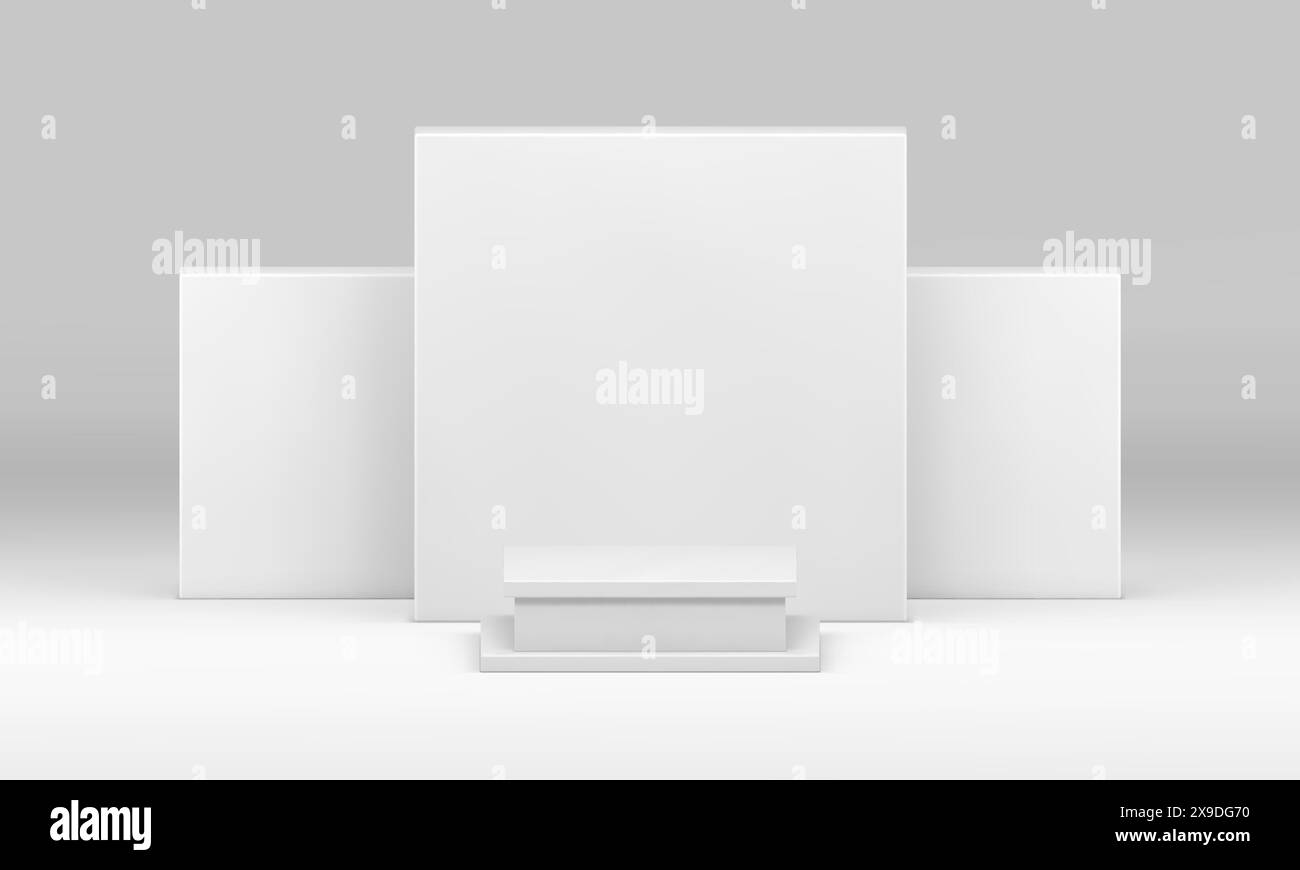 White 3d podium squared platform construction geometric stage museum ...