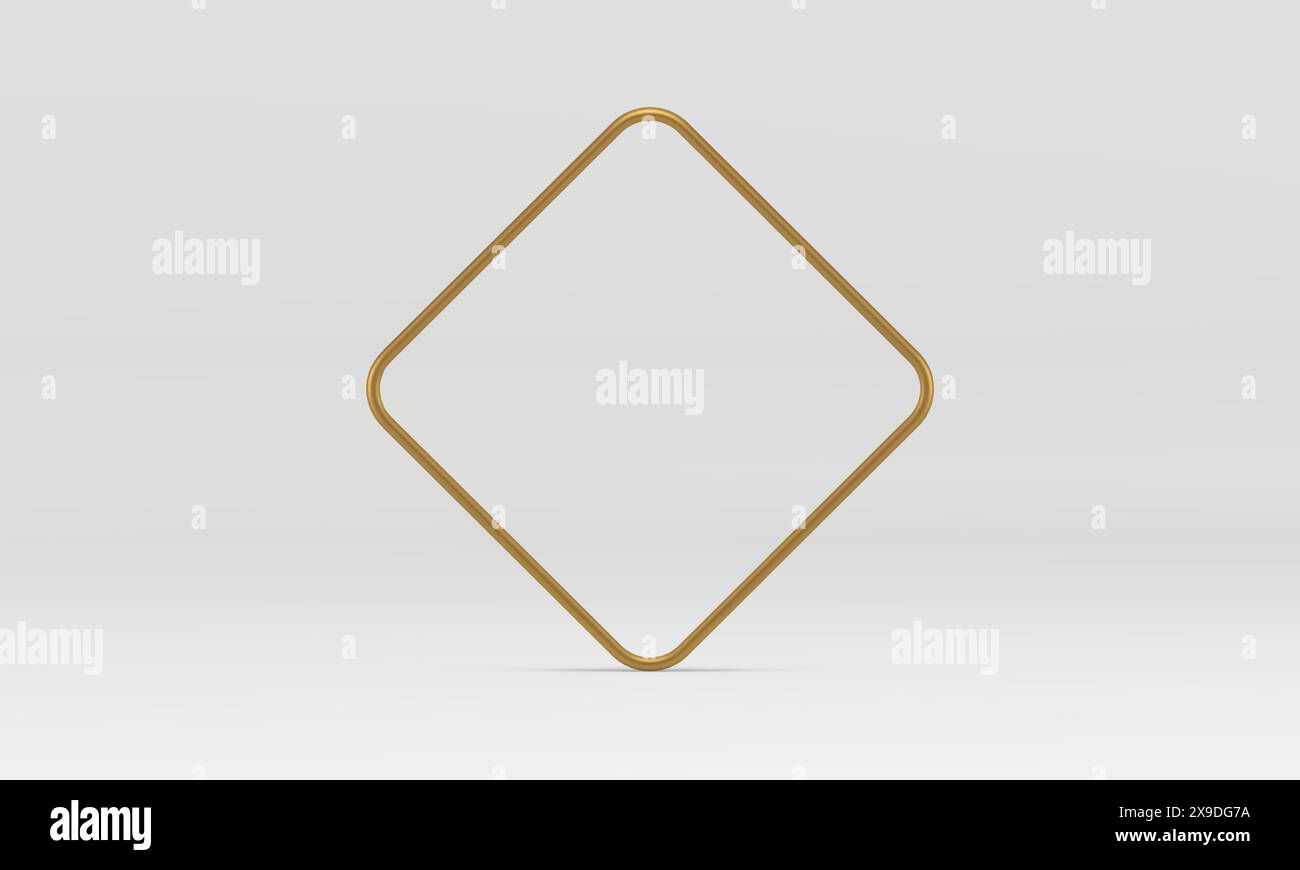 Golden 3d rhombus frame decorative element for presentation logo design ...