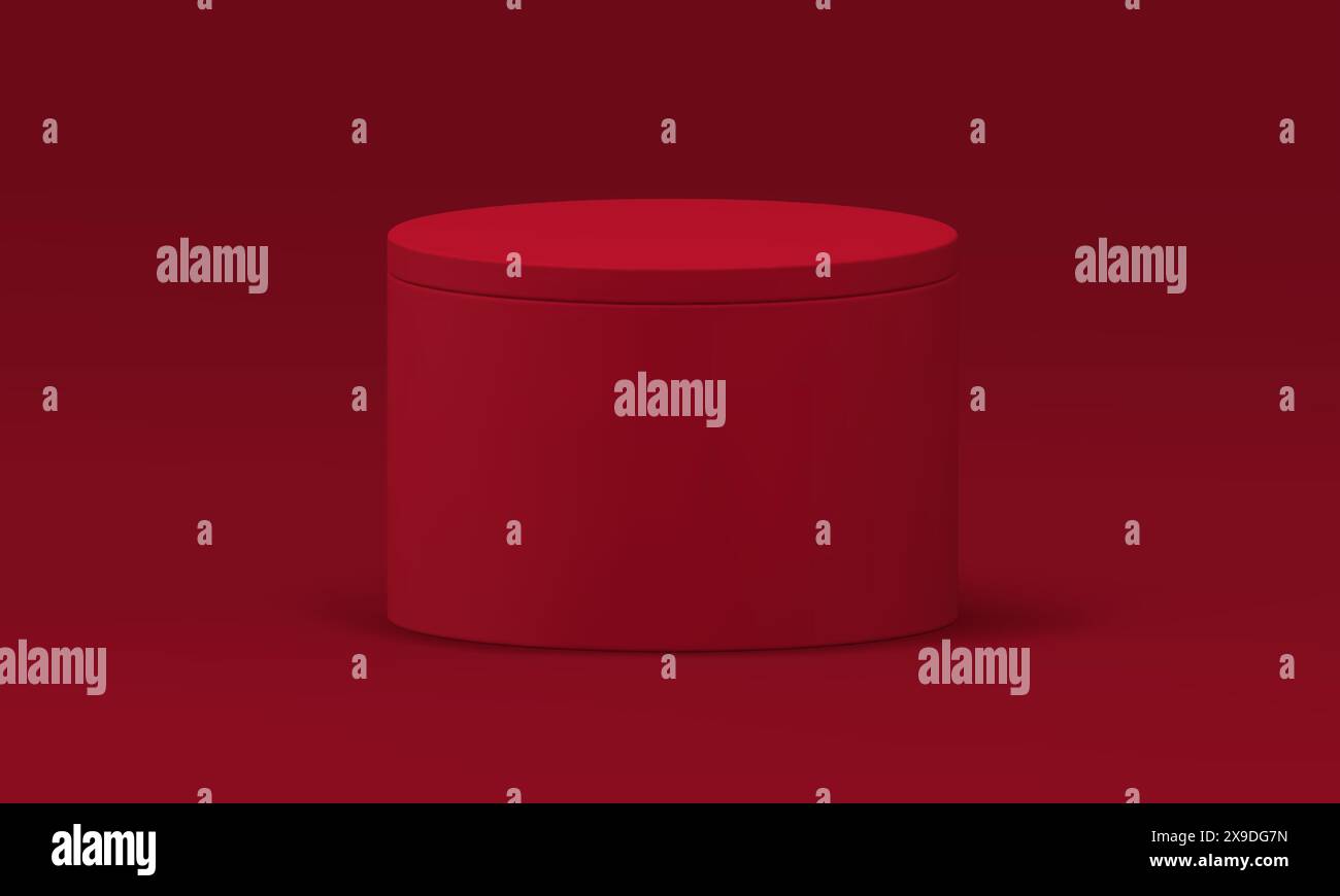 Red 3d podium cylinder box container basic foundation minimal design ...