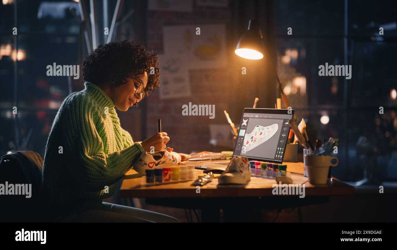 Female designer puts patterns hi-res stock photography and images - Alamy