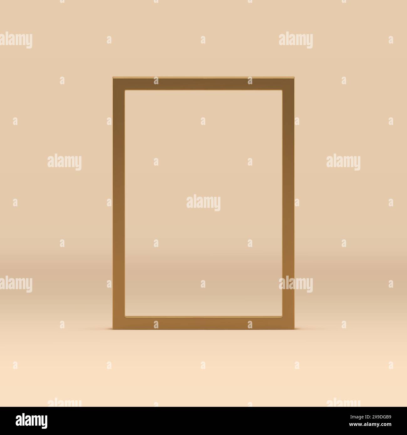 3d golden frame geometric decor element vertical rectangle foundation ...