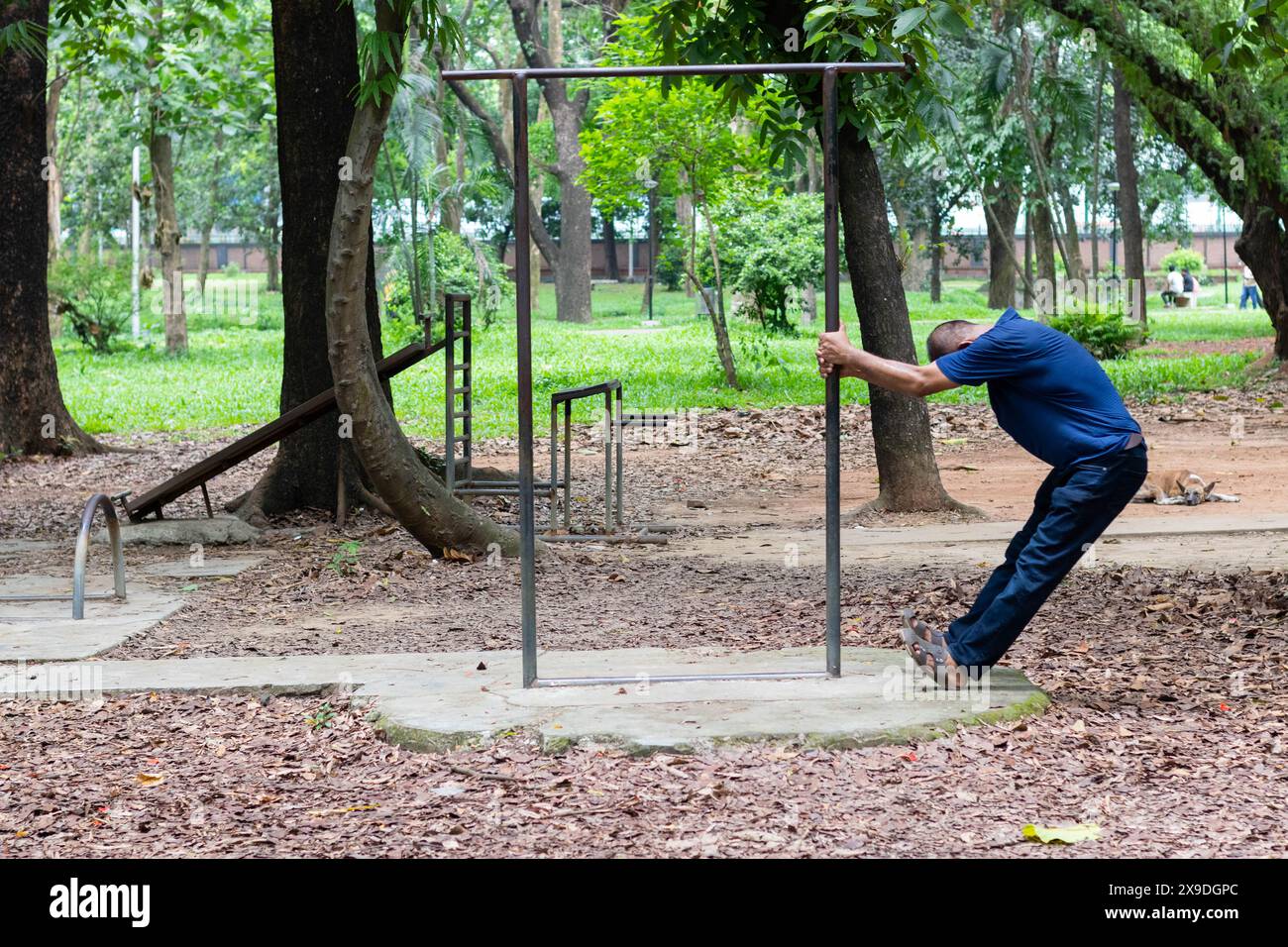 May 31, 2024, Dhaka, Dhaka, Bangladesh: A man doing physical exercise ...