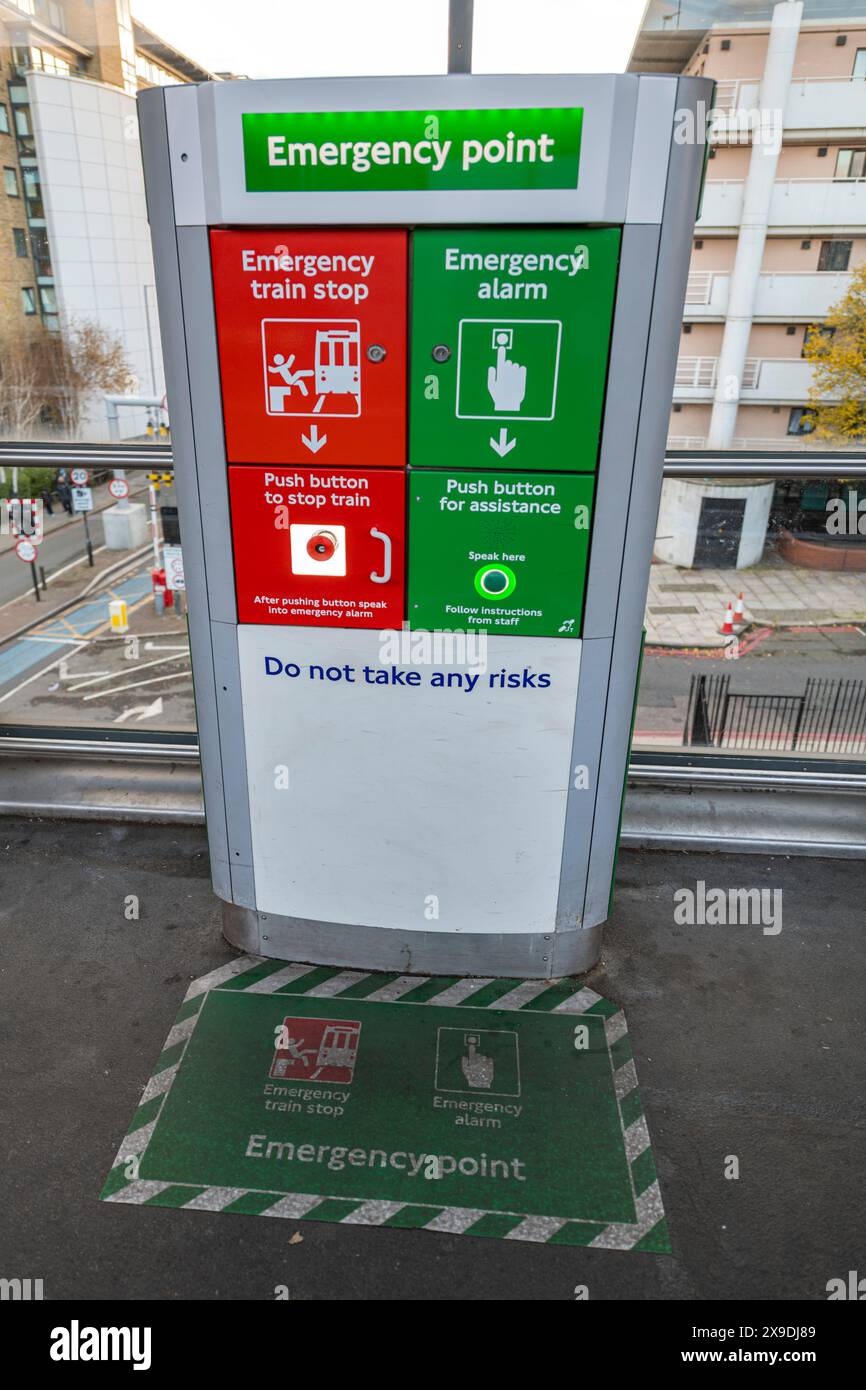 Emergency point on the platform at Limehouse railway station Stock ...