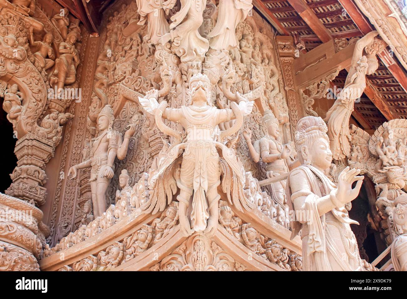 Detailed Hindu mythology carved on a temple wall, Sanctuary Of Truth ...