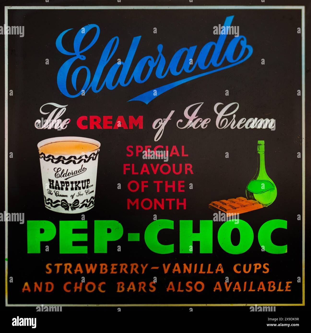 Magic lantern slide used for advertising Eldorado Pep-Choc Happikup ice ...