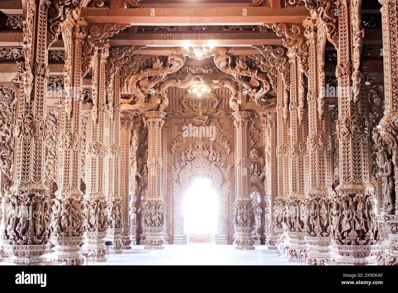 Beautiful carved wooden designs in the temple hall, Sanctuary Of Truth ...