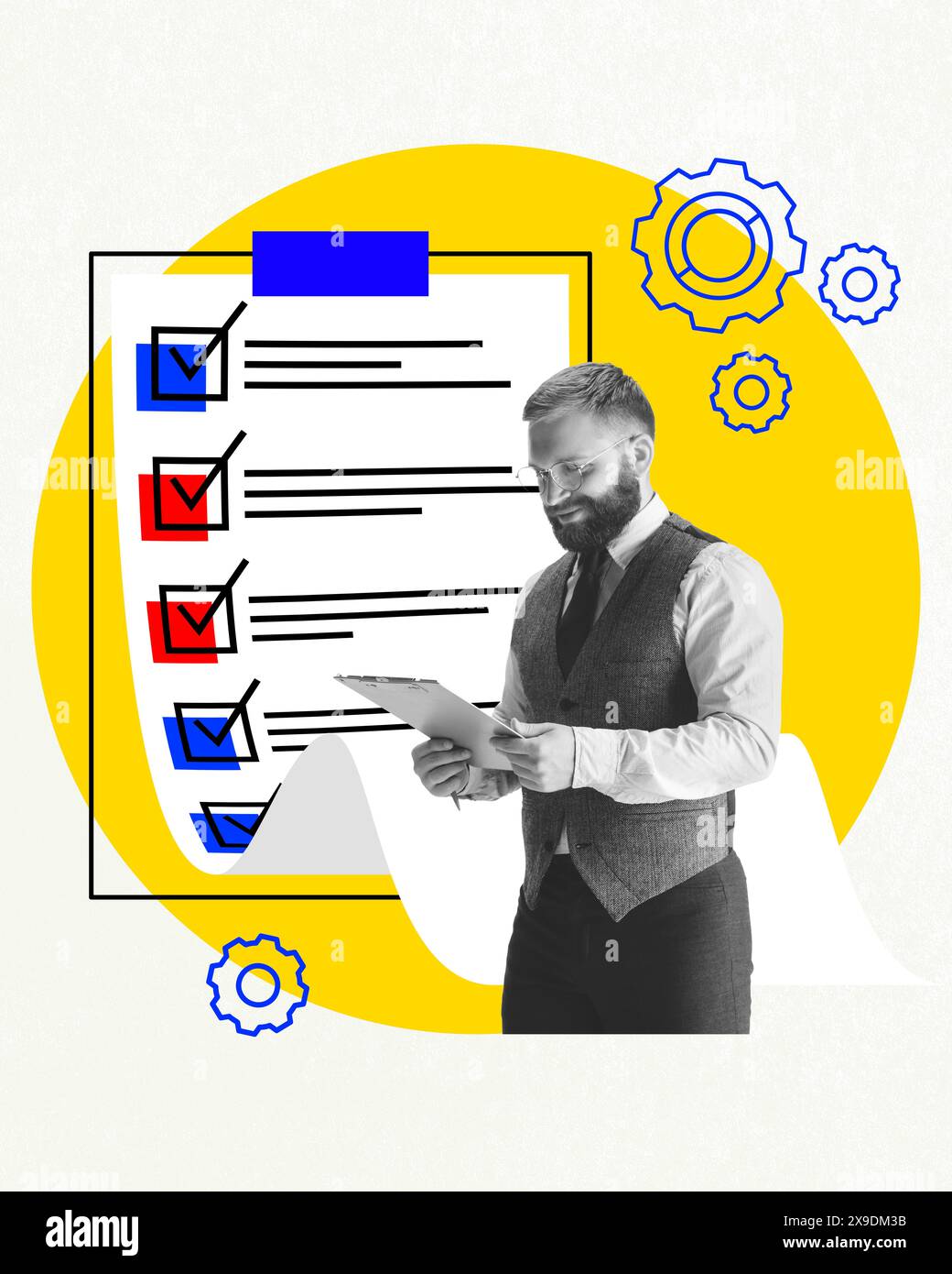 Focus on Business Goals. Worker managing his business goals through ...