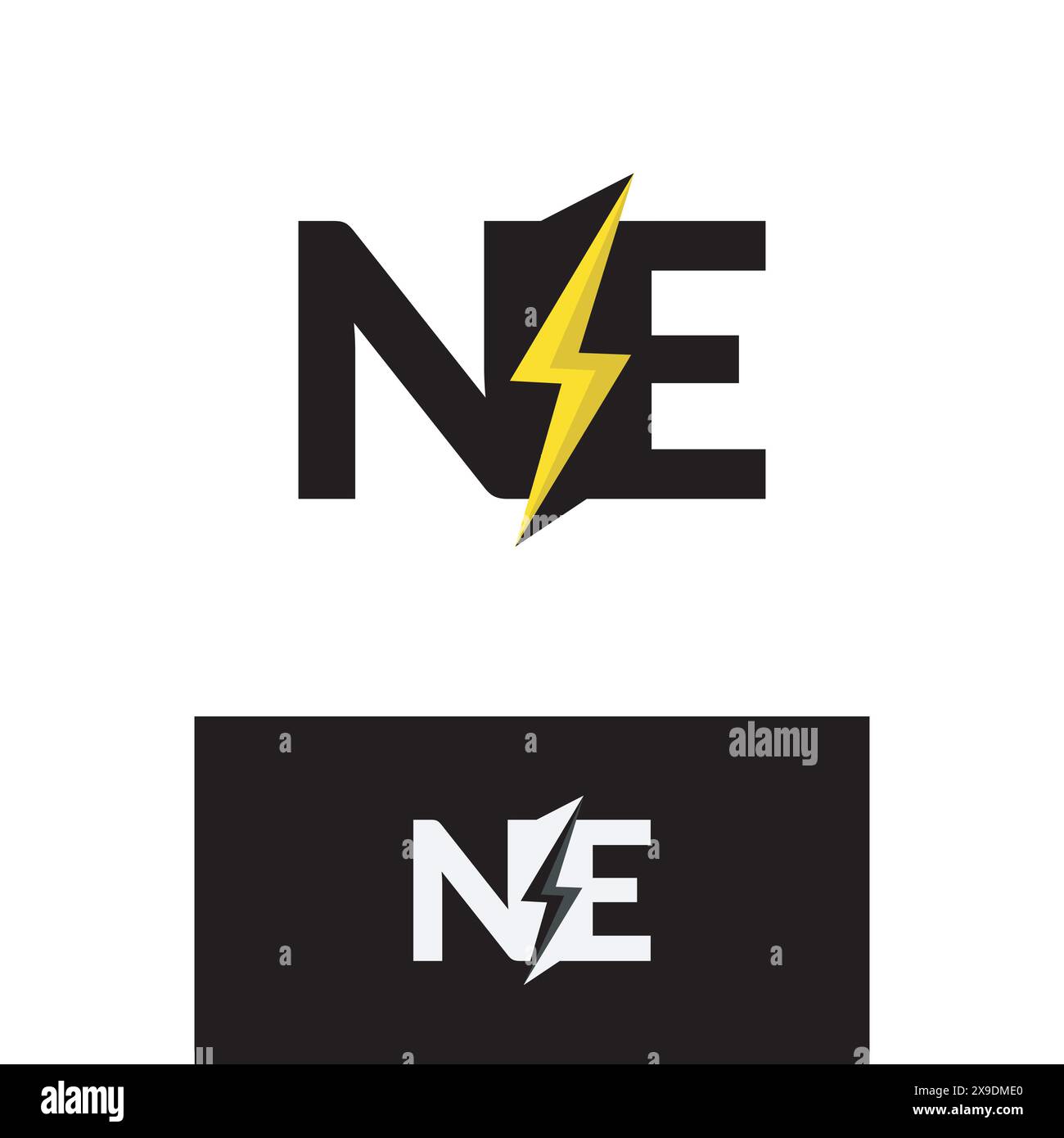 Initial NE Letter logo with lightning bolt logo vector design. Letter ...