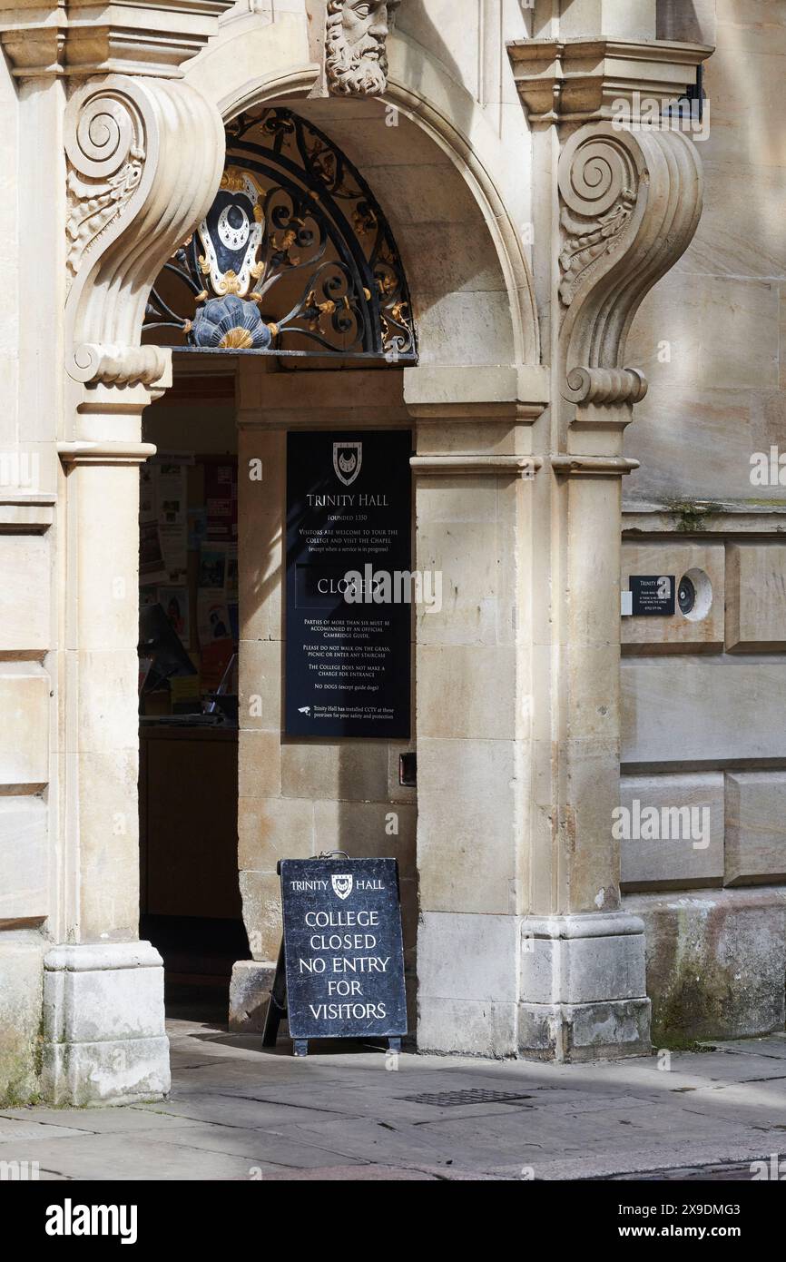 Entrance to Trinity hall College, University of Cambridge, England ...