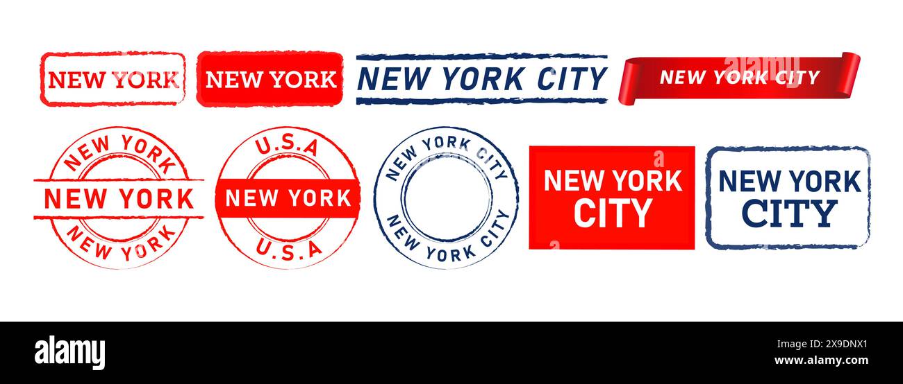 new york rubber stamp and ribbon label sticker for urban city america ...