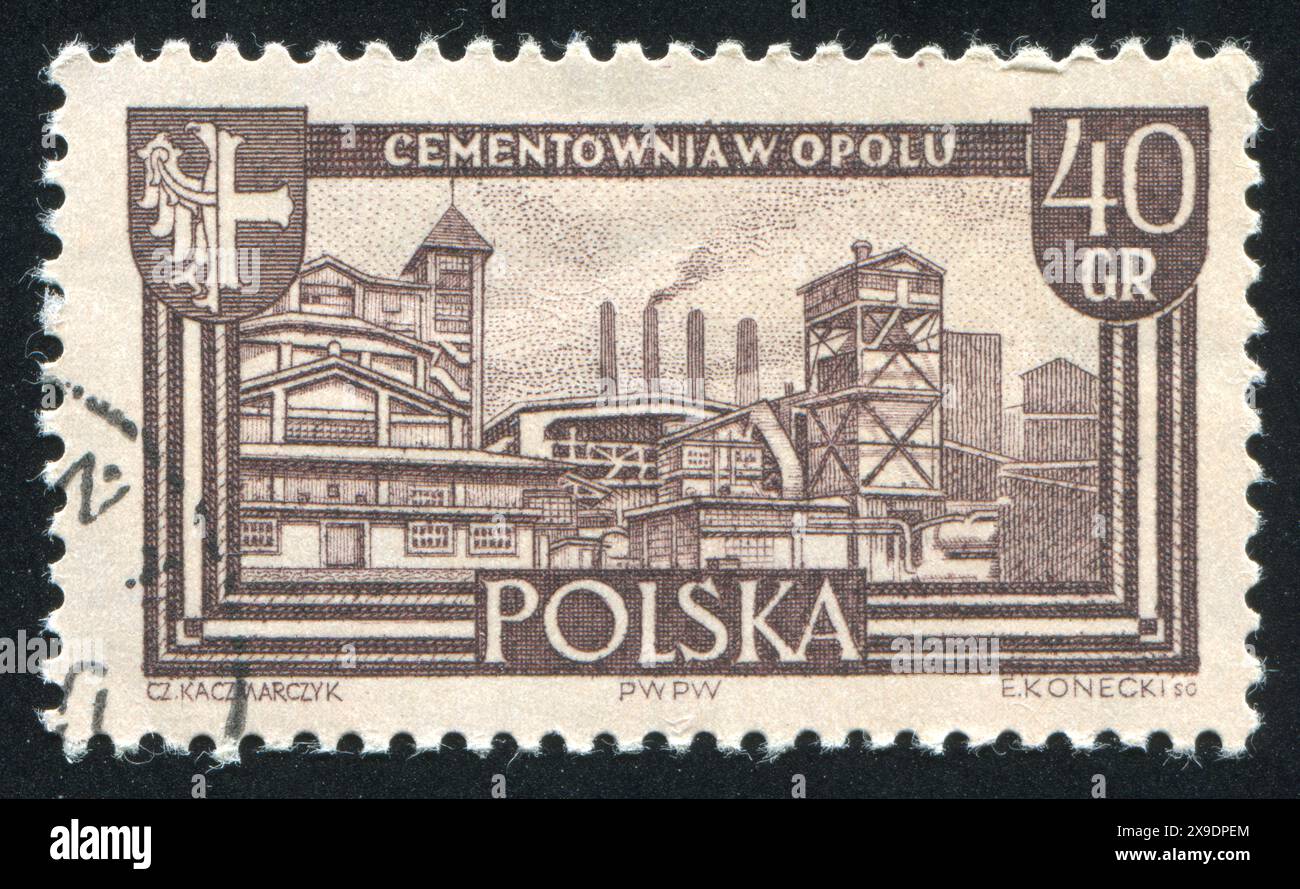 POLAND - CIRCA 1961: stamp printed by Poland, shows Cement Works, Opole ...