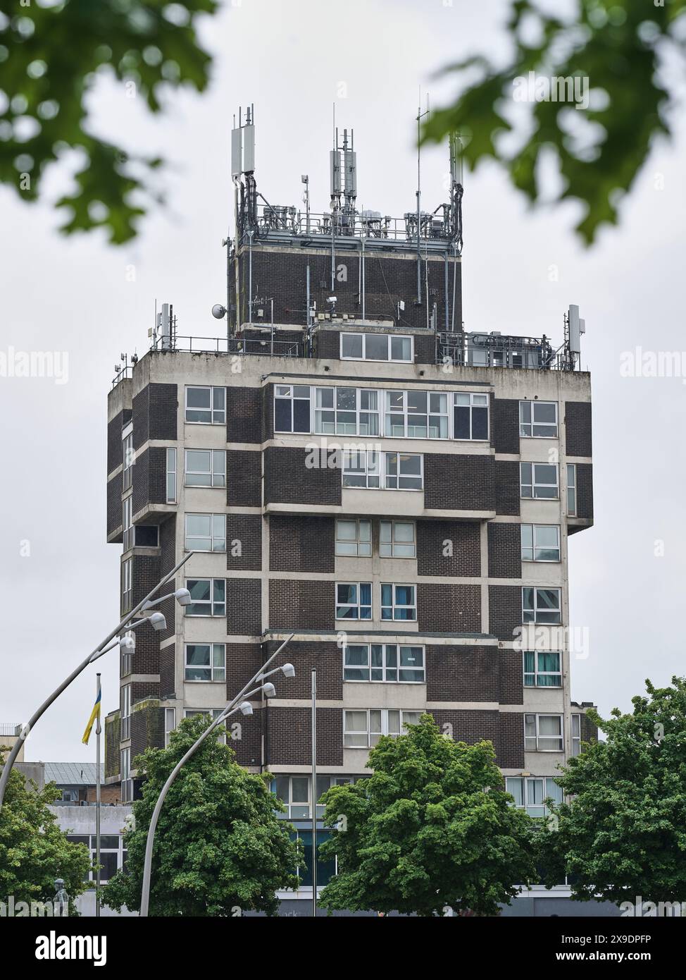 Aerials on Grosvenor house (formerly Strathclyde hotel) in Corby town ...