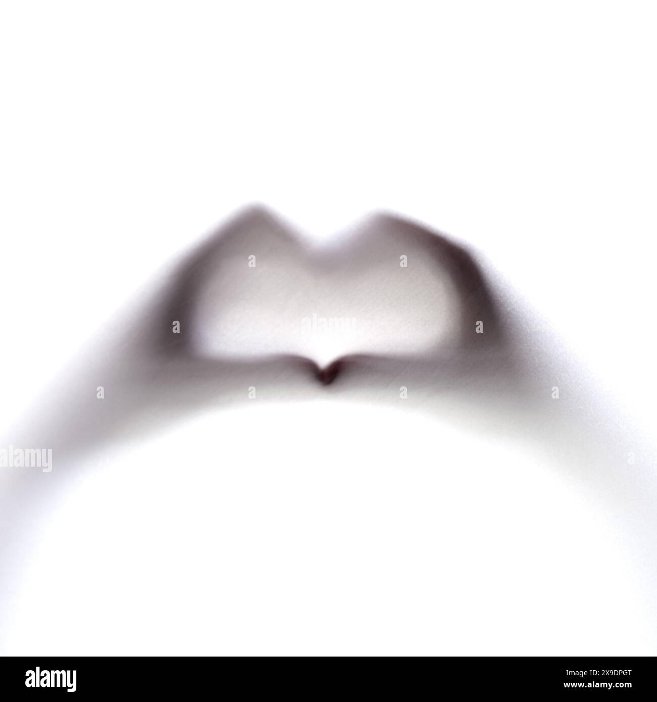 Heart, hands and person in studio for shadow art, care or message of ...