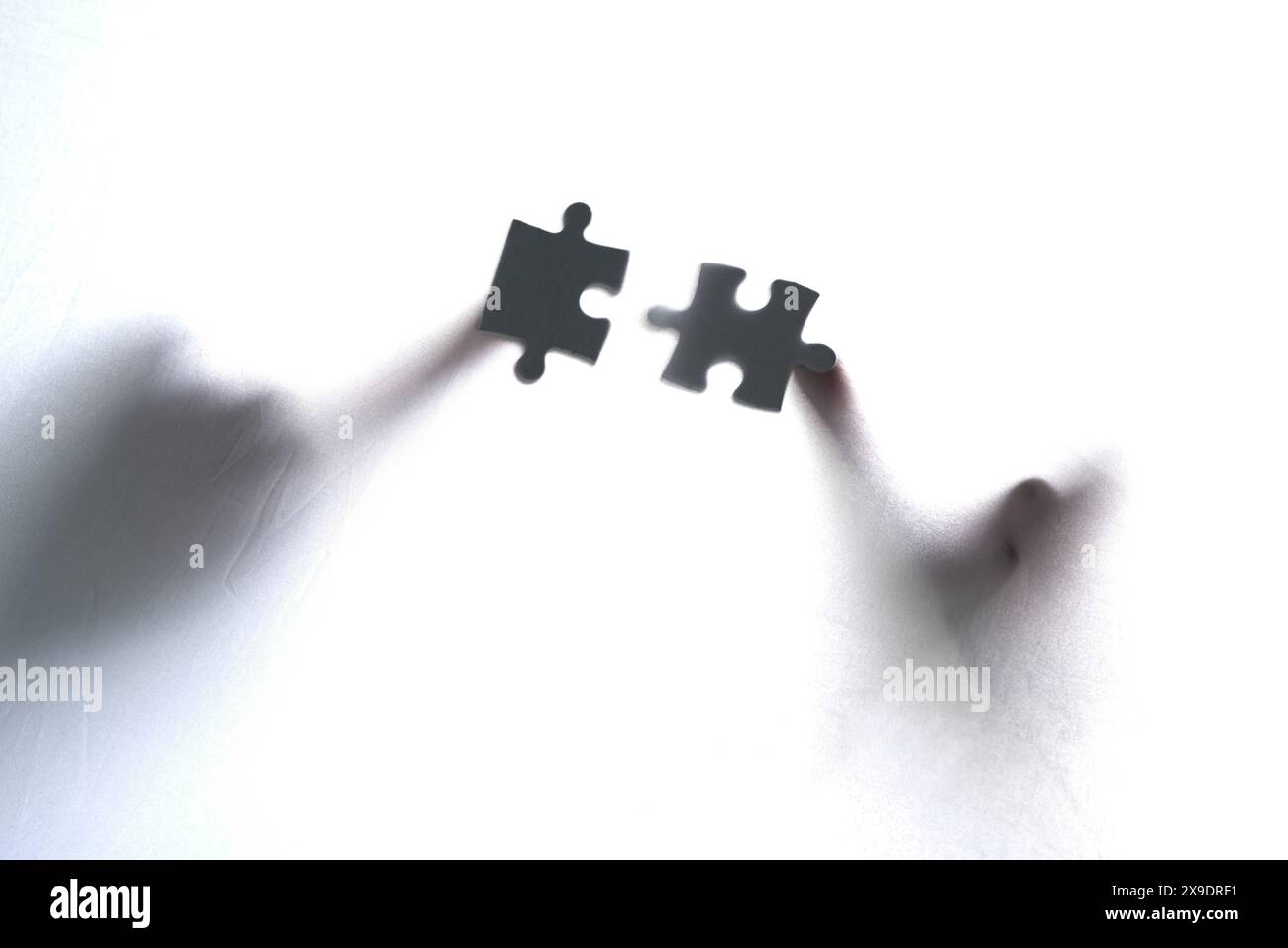 Hands, puzzle or people in studio for problem solving, collaboration ...