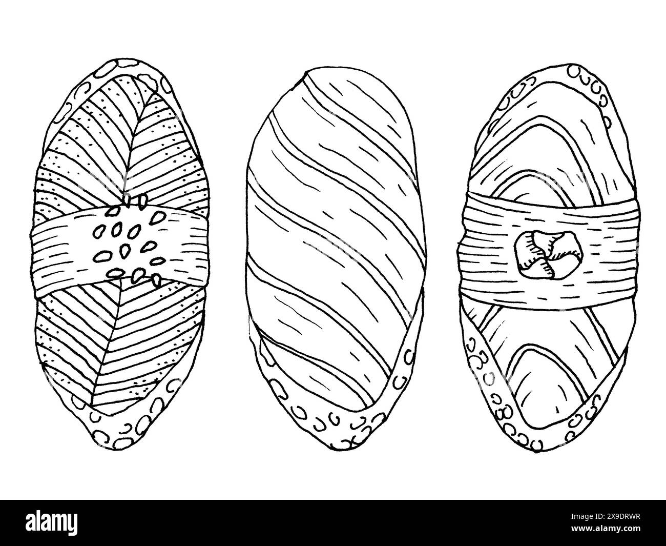 The illustration features a black and white drawing of three distinct ...